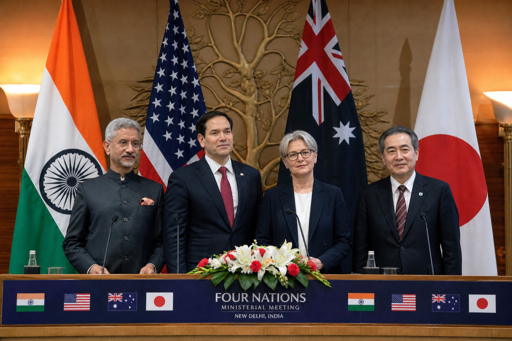 Quad Foreign Ministers Meet in New Delhi — Jaishankar Hosts Rubio, Wong ...